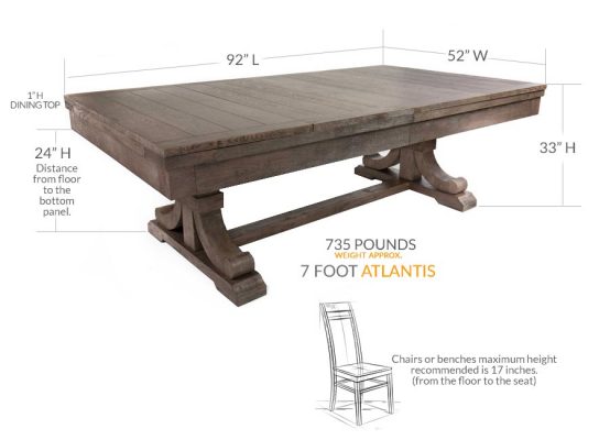 The Carmel Pool Table Dining - Weathered Oak Finish Convertible