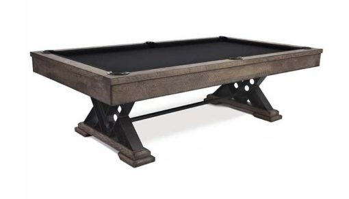The Vienna rustic Pool Table has stylish metal v-shaped pedestal legs.